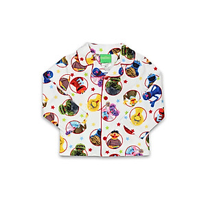 Sesame Street Elmo Toddler Coat Style Pajamas Set (2T, White)
