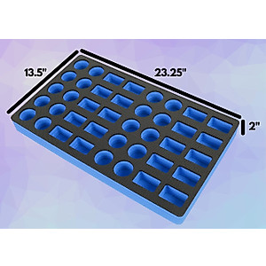 Polar Whale Lotion and Body Spray Stand Organizer Large Tray Blue and Black Durable Foam Washable Waterproof Insert for Home Bathroom Bedroom Office 23.25 x 13.5 x 2 Inches 40 Slots