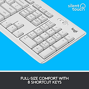 Logitech MK295 Wireless Mouse & Keyboard Combo with SilentTouch Technology, Full Numpad, Advanced Optical Tracking, Lag-Free Wireless, 90% Less Noise - Off White (Renewed)