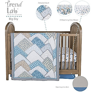 Trend Lab Florence 3 Piece Crib Bedding Set, Can Be Used As A Blanket Or A Playmat for Tummy Time, Includes Quilt, Fitted Crib Sheet and Skirt