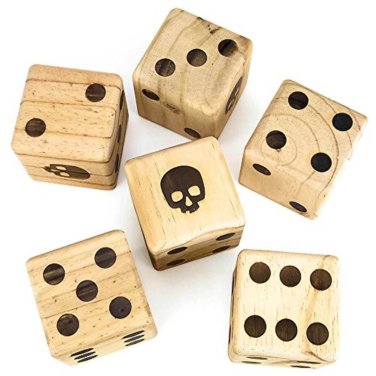 Lawn Bones - Set of Six Jumbo Yard Dice - Includes Carry Bag and Insert with Rules for Various Games - Great for Family BBQs, Backyard Parties, and Other Outdoor Gatherings