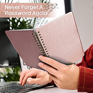 Password Book with Alphabetical Tabs, 5.5" x 6.7" Spiral Password Book, Small Password Books for Seniors, Password Keeper Book to Help You Stay Organized - Rose Gold