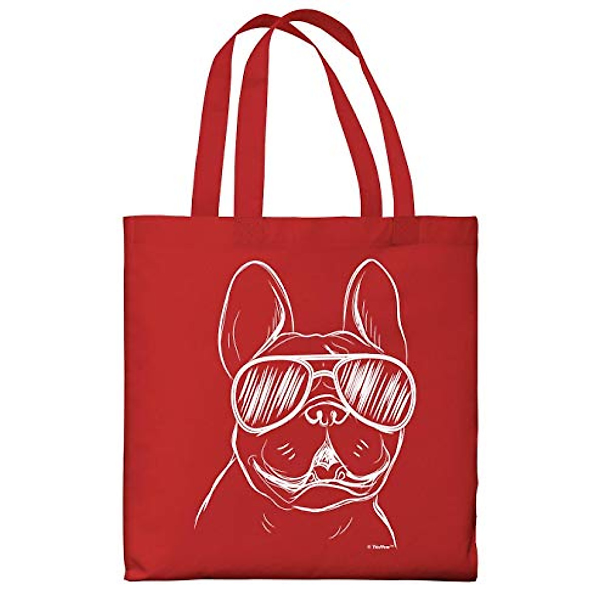 Travel Accessories French Bulldog Wearing Sunglasses Red Canvas Tote Bag