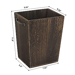MOOACE Wood Trash Can Wastebasket, 2 Gallon Small Garbage Can Waste Basket Recycling Bin Container with Metal Handle for Bedroom, Living Room, Office, Kitchen, Bathroom