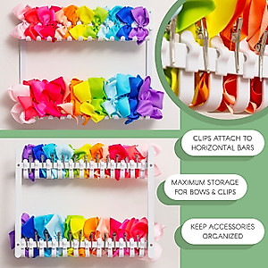 Ollirovey Metal 30 Hook Medium Size Headband Display and Headband Organizer for Girls Hair Bows Holds up to 120 Hair Accessories 4 per Hook - Hooks Adjustable - Wall Mounted