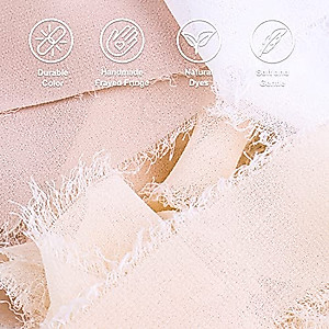 Chiffon Silk Ribbon for Gift Wrapping, White Beige Ribbon for Wedding Invitation Bouquet, 3 Rolls 1.5" Wide x 7 Yd Gift Wrap Cream Ribbon, with 10Pcs Wax Seal Sticker