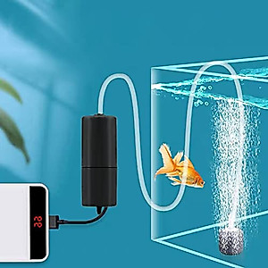 Mini DC Aquarium Air Pump USB Powered Fish Tank and Fishing Air Pump (Black)