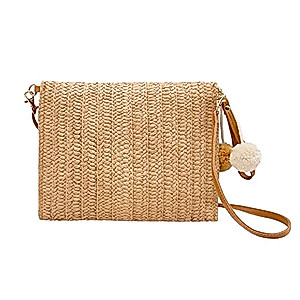 Straw Bags Handmade Crossbody Clutch Detachable Shoulder Strap Summer Beach Handbags