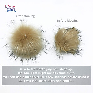 Furryvalley Faux Fur Pompom 6pcs DIY Crafts Fluffy Balls for Hat Shoes Scarves with Snap Fastener Removable Knitting Hat Horse Riding Hat Silk Accessories 6 Inch Extra Large(Khaki)