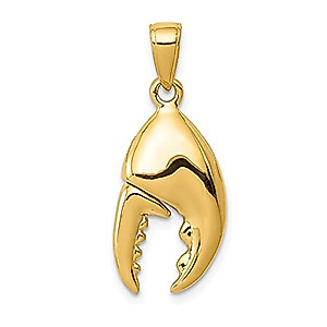IceCarats 14K Yellow Gold Dangling Stone Crab Claw Necklace Charm Pendant Only