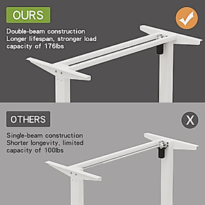 Radlove Electric Standing Desk, 63 x 30 Height Adjustable Computer Desk Sit Stand Desk Home Office Computer Standing Table Ergonomic Desk with Splice Board White Frame + 63 x 30'' White+Oak Top