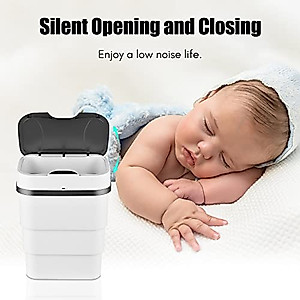 PENCHEN Auatic Toucess Infrared Motion Sensor Trash Can 3-Layer Folg Garbage Can Max. 9.5L ty Built-in Battery with USB Charging Cable