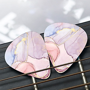 UNKVROL Marble Guitar Picks for Acoustic Guitar Girls Pink 12 Pack Includes Thin Medium Heavy Gauges, Guitar Pick7, AY444