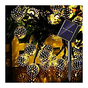 Xiaobei Solar String Lights, Moroccan Ball Shape, 5M 20LED Earth Fairy Lights, Lantern Christmas Lights, Outdoor Garden Patio Home Decoration