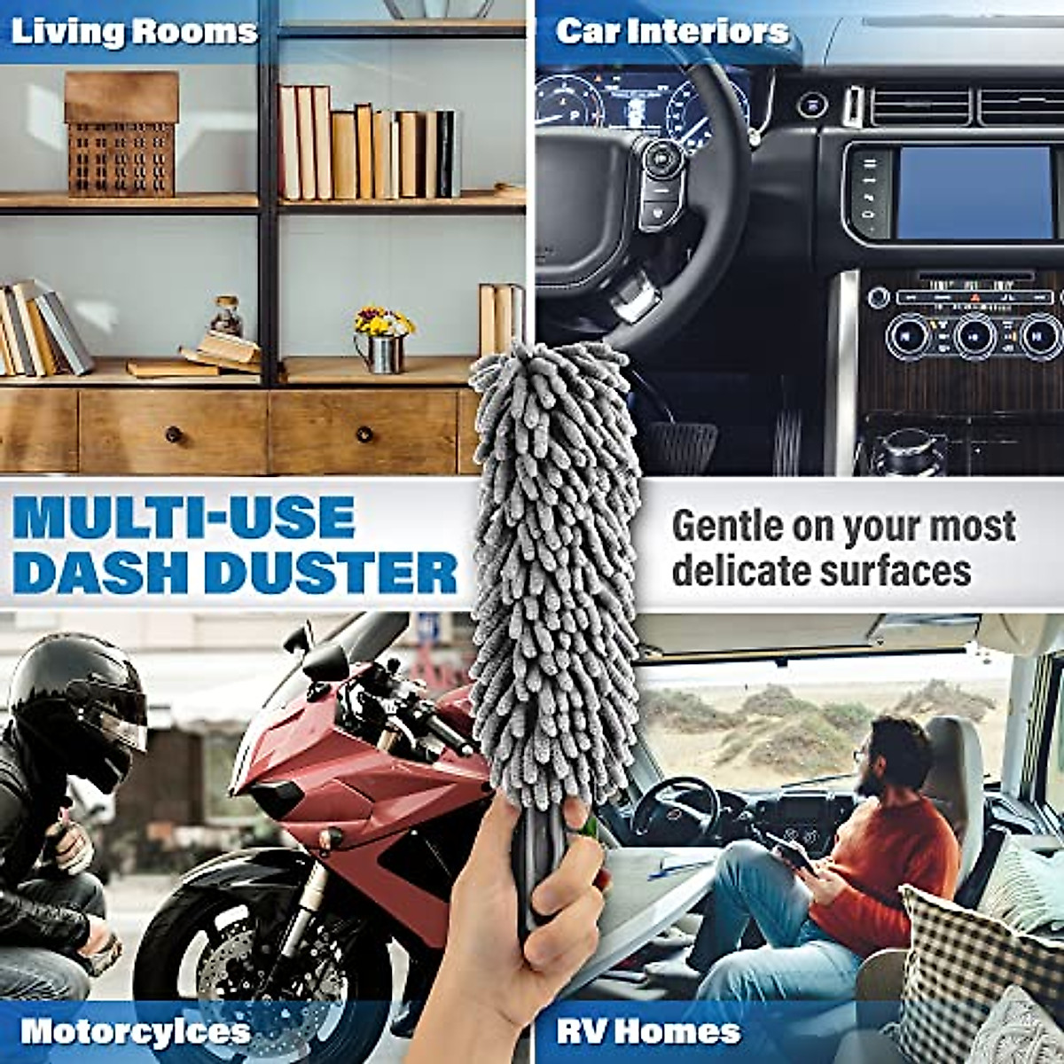 Car Duster Interior - Car Accessories for Women & Men Car Organization & Car Cleaning Supplies - Car Dashboard Cleaner for Car Detailing Car Must Haves - SUV & Car Essentials