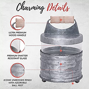 Autumn Alley Galvanized Bathroom Apothecary Jars Set, Farmhouse Bathroom Jars Qtip Holder Glass Dispenser- Rustic Vanity Organizer with Lids for Cotton Balls, Swabs, Rounds, Bath Salts 2-Glass Jars