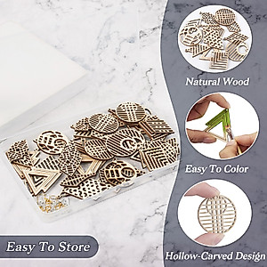 Beadthoven Wooden Earring Making Kit for Adults 12 Styles Hollow Filigree Wood Pendants Geometric Dangle Earrings Unfinished Wooden Charms with Earring Hooks and Jump Rings for Jewelry Making 148pcs