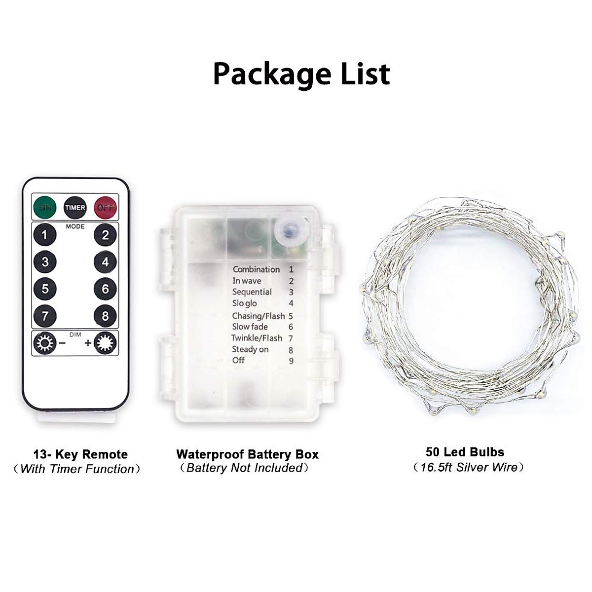 4 Pack 50 Led Fairy Lights Battery Operated with 8 Modes Remote Control Timer 16.5 Feet Waterproof Copper Wire Twinkle String Lights for Home Indoor outdoor Decor (Warm White)