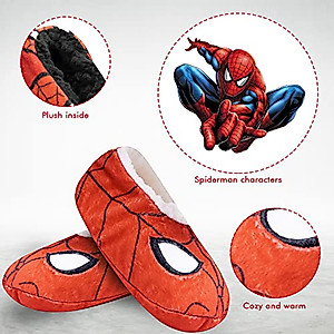 Marvel Spiderman Toddler Slippers, 2 Pack Toddler Socks, Fuzzy Babba House Slipper Socks for Boys, Spiderman Toddler Socks for Boys
