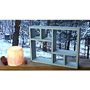Mini Crystal Display Shelf by Shelf & Stone, Rustic Wall-Mounted Floating Shelf for Farmhouse Décor. Great Nightstand/Apothecary Shelf for Fossils, Reiki Crystals, Countertop Organizer (Patina Green)