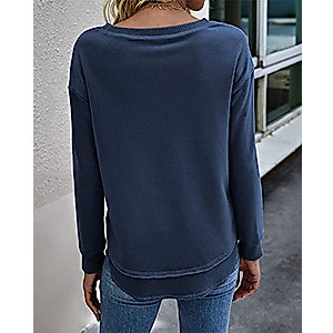 Womens Casual Funny Faith Spirituality Graphic Crewneck Sweatshirt Long Sleeve Loose Pullover Tops Shirts (Navy,Medium,US,Alpha,Medium)