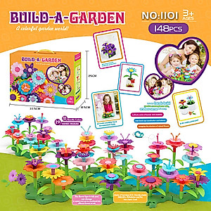 LVEA Build-a-Bouquet Floral Arrangement Playset - BPA Free, Phthalates Free, Creative Play Toys for Gross Motors, Fine Motor Skill Development. Toys and Games (148PCS)