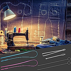 6 Pieces Sewing Loop Kit, Include Loop Turner Hook Flexible Drawstring Threader Metal Tweezers Long Loop Turner Tool with Latch for Fabric Belts Strips DIY Knitting Accessories