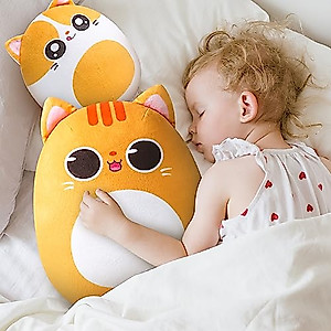 Officygnet Cat Plush Toy, Set of 3 Cute Cat Stuffed Animals Plushies, Kawaii Soft Cat Plush Pillow for Kids Girls, Perfect Christmas Birthday Gifts