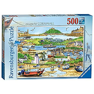 Ravensburger Escape to Cornwall 500 Piece Jigsaw Puzzles for Adults and Kids Age 10 and Up - Beach & Countryside