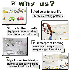 FXOLCSHE Rectangular Storage Bin,Collapsible Car Storage basket for boys,Waterproof PE Coating Storage,bedroom decor,Nursery hamper,Toy Organizer,Gift Basket(Vehicles)