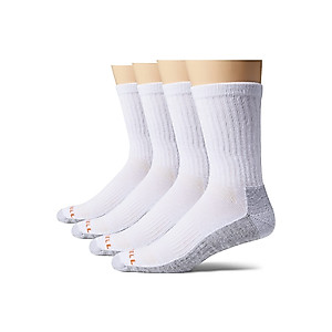 Merrell Unisex-Adult's Standard Durable Everyday Work Crew Socks-3 Packs Arch Support and Anti-Odor Cotton, White (6 Pairs), M/L (Men's 9.5-12 / Women's 10-13)