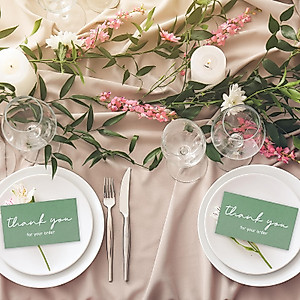 Whaline 100Pcs Mini Thank You Cards Sage Green Thank You for Your Order Cards Thank You Notes for Small Business Stores Restaurants, 2 x 3.5 Inch