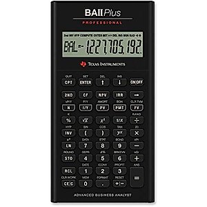 Texas Instruments IIBAPRO/TBL/1L1 BA II Plus Professional Financial Calculator (Renewed)