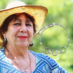 SOULMEET 50th Birthday Gifts for Women, Sterling Silver Five Circles Bracelet for Her, 5 Decades Jewelry 50 Years Old