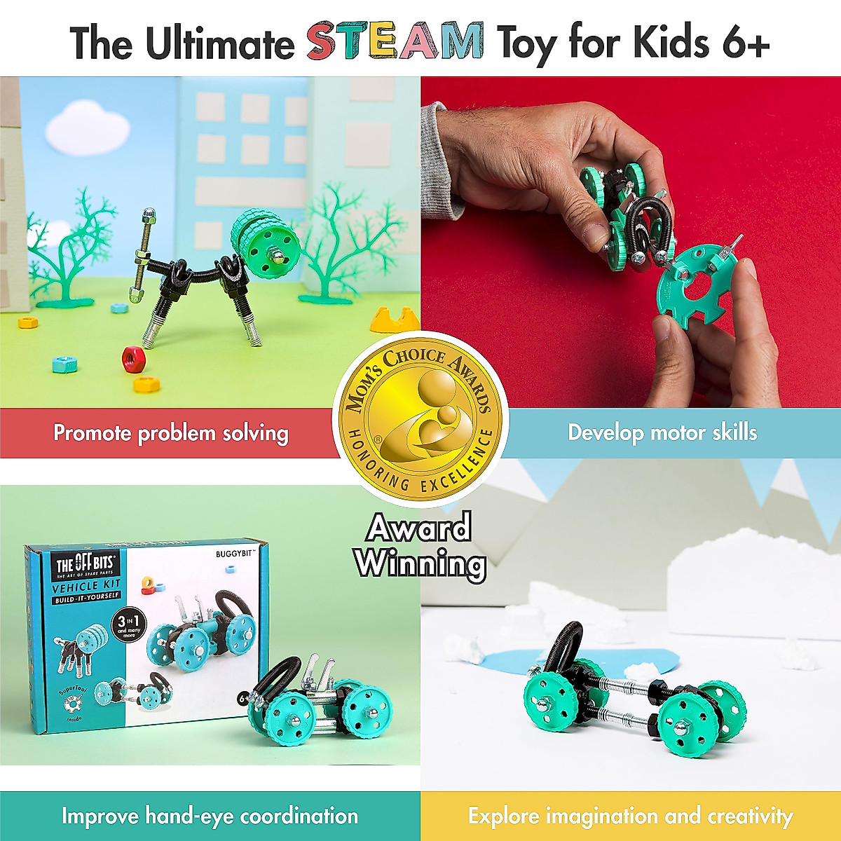 The Off Bits Toy Building Sets: BuggyBit Vehicle Model Kit for Kids 6+, Mini STEM Toys with Nuts & Bolts, Build Your Own Engineering Kit, STEM Building Toys Gifts for Boys and Girls