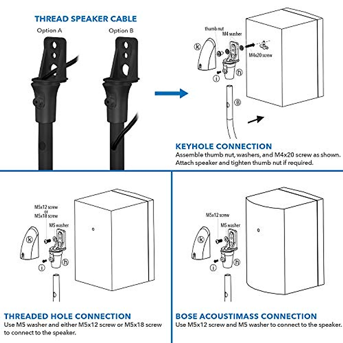 Mount-It! Speaker Floor Stands | Height Adjustable with Cable Management for Satellite, Small Bookshelf & Bluetooth Speakers up to 10 Lbs | Fits Vizio, Polk, Bose, JBL, Sony & Samsung | 1 Pair, Black