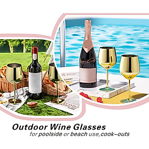 WOTOR Stainless Steel Wine Glasses (2-Pack), 18 oz, Unbreakable, Gold, Ideal for Outdoor, Travel, Camping, Pool, Gift for Wine Lovers