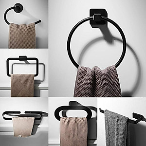 Towel Ring,Coat Hook,Towel Hooks,Rounded Row Towel Rack Rack Towel Hanging Ring Hand Towel Rack Rounded Black