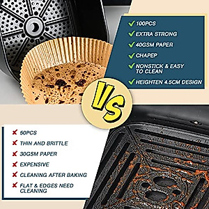 120PCS 8-9.8 Inch Air Fryer Liners, XL Air Fryer Disposable Paper Liner, Lagre Air Fryer Parchment Paper Liners Non-stick, Food Grade Baking Paper for Air Fryer Accessories Oven Microwave