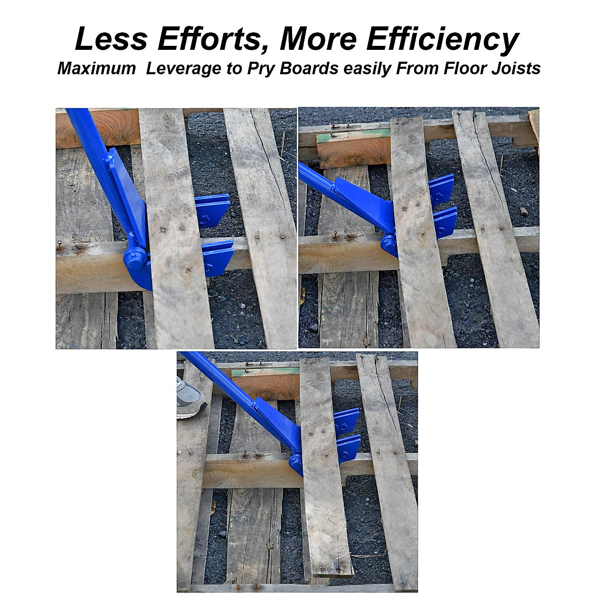 HOME-X Heavy-Duty Pallet Buster with Rotating Head, 45-Inch Powder-Coated Steel with Rubber Handle, No Assembly Required, 45" L x 6" W x 1 ¼ " H, Blue