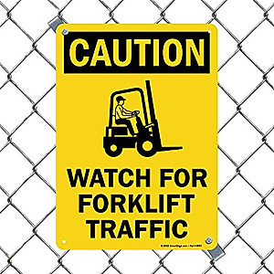 "Caution - Watch For Forklift Traffic" Sign By SmartSign | 10" x 14" Aluminum