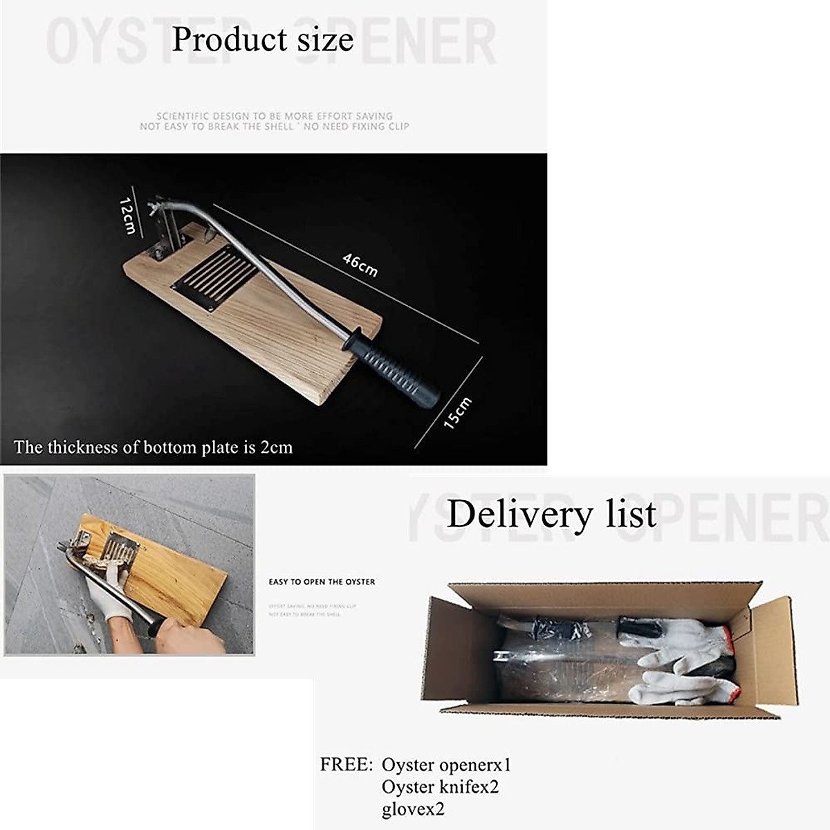 NOMAL Stainless Steel Vertical Oyster Shucker Adjustable Oyster Clam Opener Machine Heavy Duty Oyster Sheller Practical Tool for Hotel Buffets, Homes Gift (WOOD)