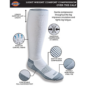 Dickies Men's Light Compression Comfort Over-The-Calf Socks, Available in M-XXL (2, 4 Pairs), Shoe Size: 6-12