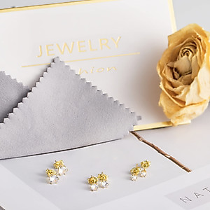 Gold Cubic Zirconia Earrings Studs for Women 14K Gold Plated Stud Earrings Set Hypoallergenic Tiny Studs for Girls（6 Pairs）