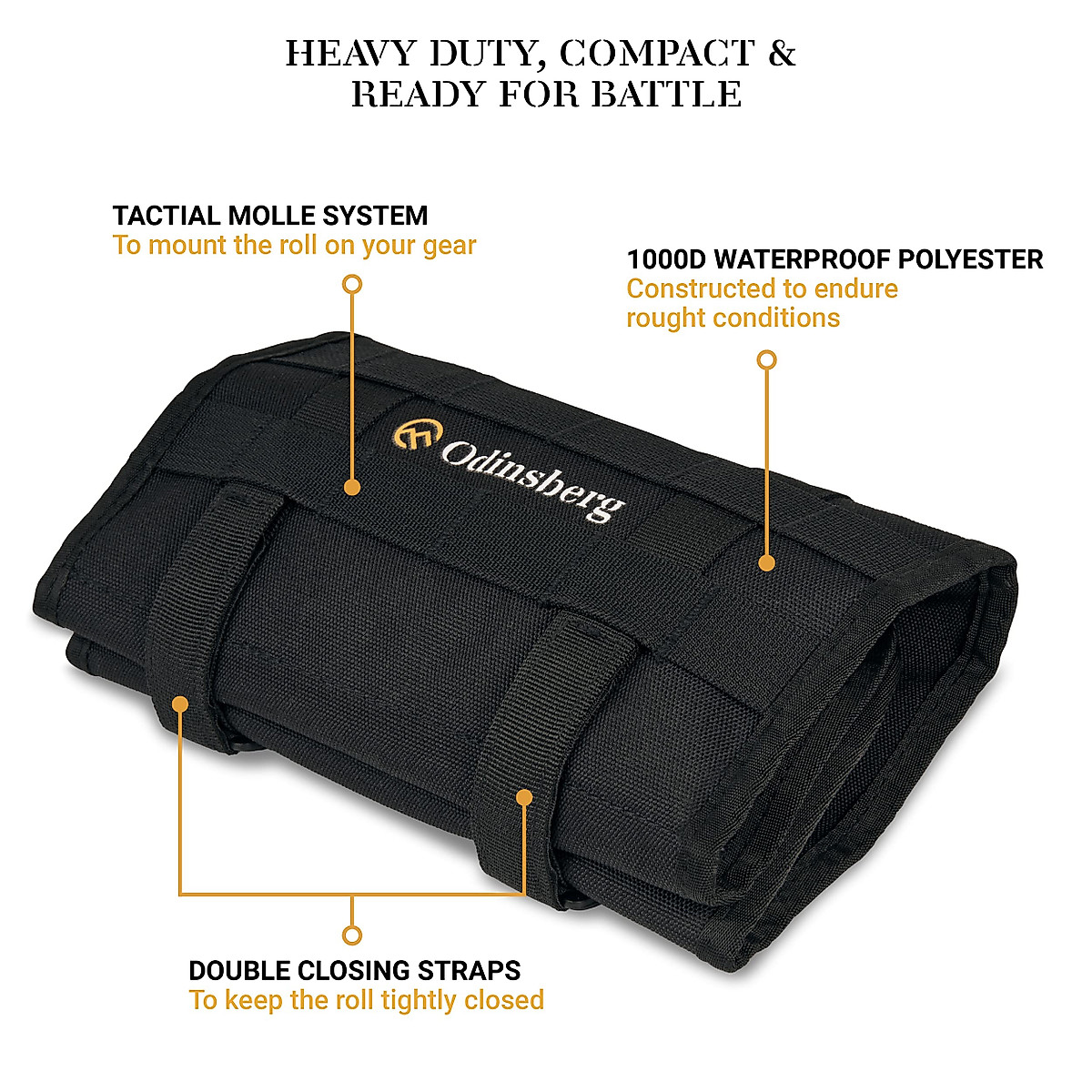 Odinsberg Motorcycle Tool Roll Bag Tools NOT Included - Small Tool Bag Wrench Roll Up Tool Bag Organizer Pouch Wrap Motorcycle Tool Kit Box For Harley Enduro Dirt Bike UTV Motorcycle Accessories Gear