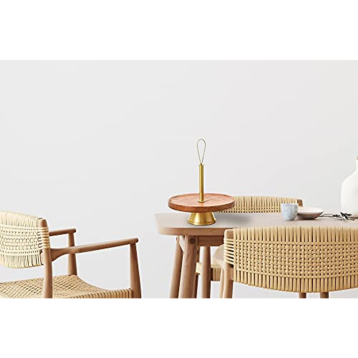 Creative Co-Op Elegant Modern, Cake Desert Serve Ware Stand, Natural & Gold Tiered Tray, Natural and Gold