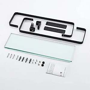 KES Bathroom Shelf Extra 8 MM-Thick Tempered Glass with Aluminum Bar and Rail Storage Organizer Retangular Rustproof Wall Mount Black, A4127A-BK