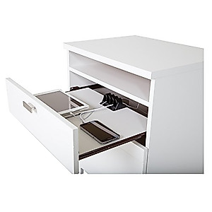 South Shore Reevo 2-Drawer Nightstand, Pure White with Matte Nickel Handles