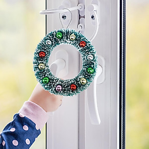 Winlyn 6 Pcs Frosted Teal Miniature Decorated Frosted Sisal Christmas Wreath Bottle Brush Wreaths 4.7" Wide for Winter Christmas Tree Hanging Ornaments Festive Celebration Supplies Holiday Crafts