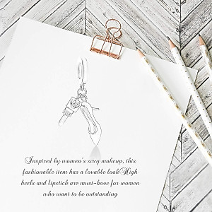 FOREVER QUEEN Red High Heels & Lipstick Charm fit Charms Bracelet 925 Sterling Silver Dangle Charm with Gift Box